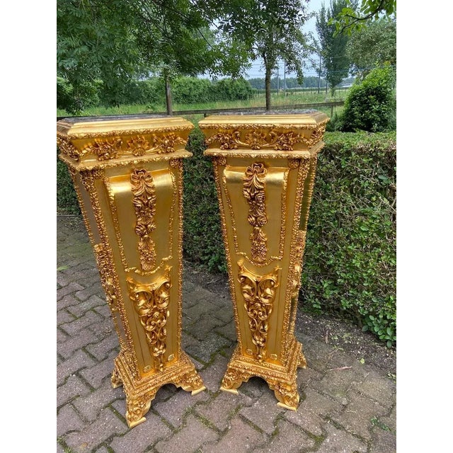 Pair of Vintage 1960s French Louis XVI Style Pedestal Columns in Gold ...
