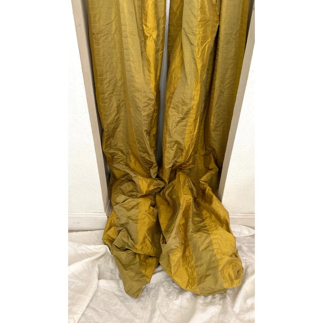 Vintage Custom Silk Taffeta Gold Drapery Panels-A Set | Chairish