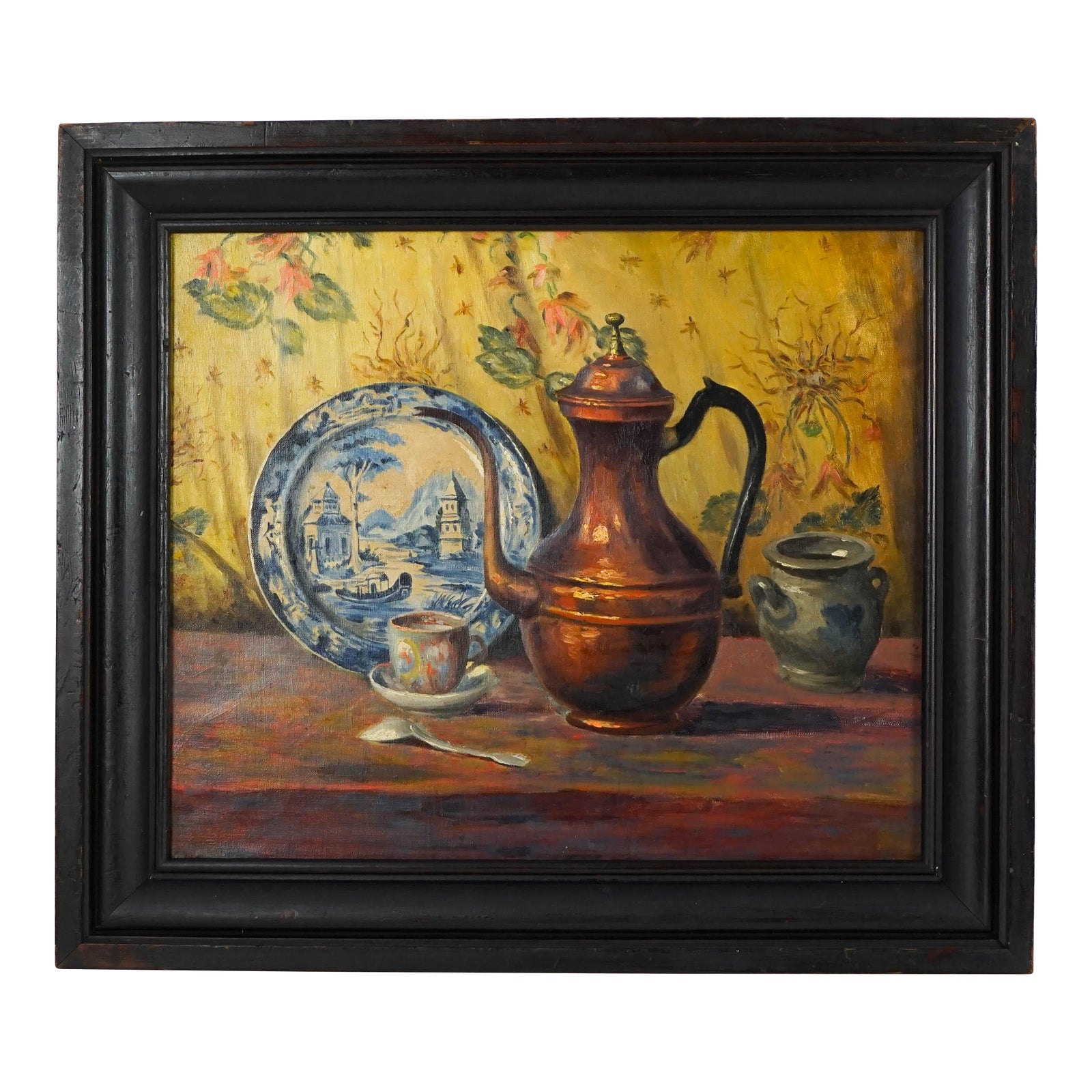 Antique French Still Life in Original Painted and Waxed Frame | Chairish