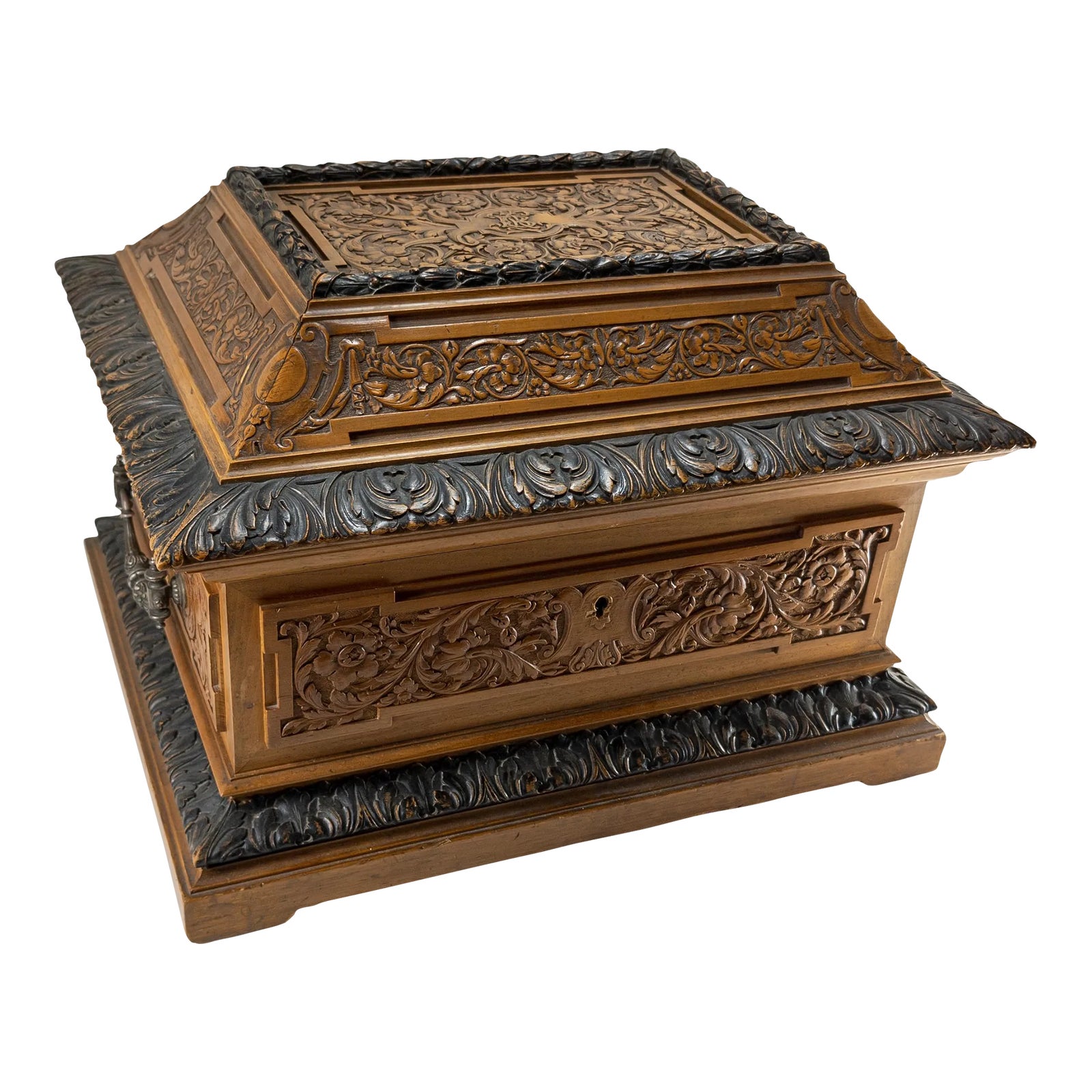 19th Century Renaissance Revival French Carved Wood Casket Box by ...