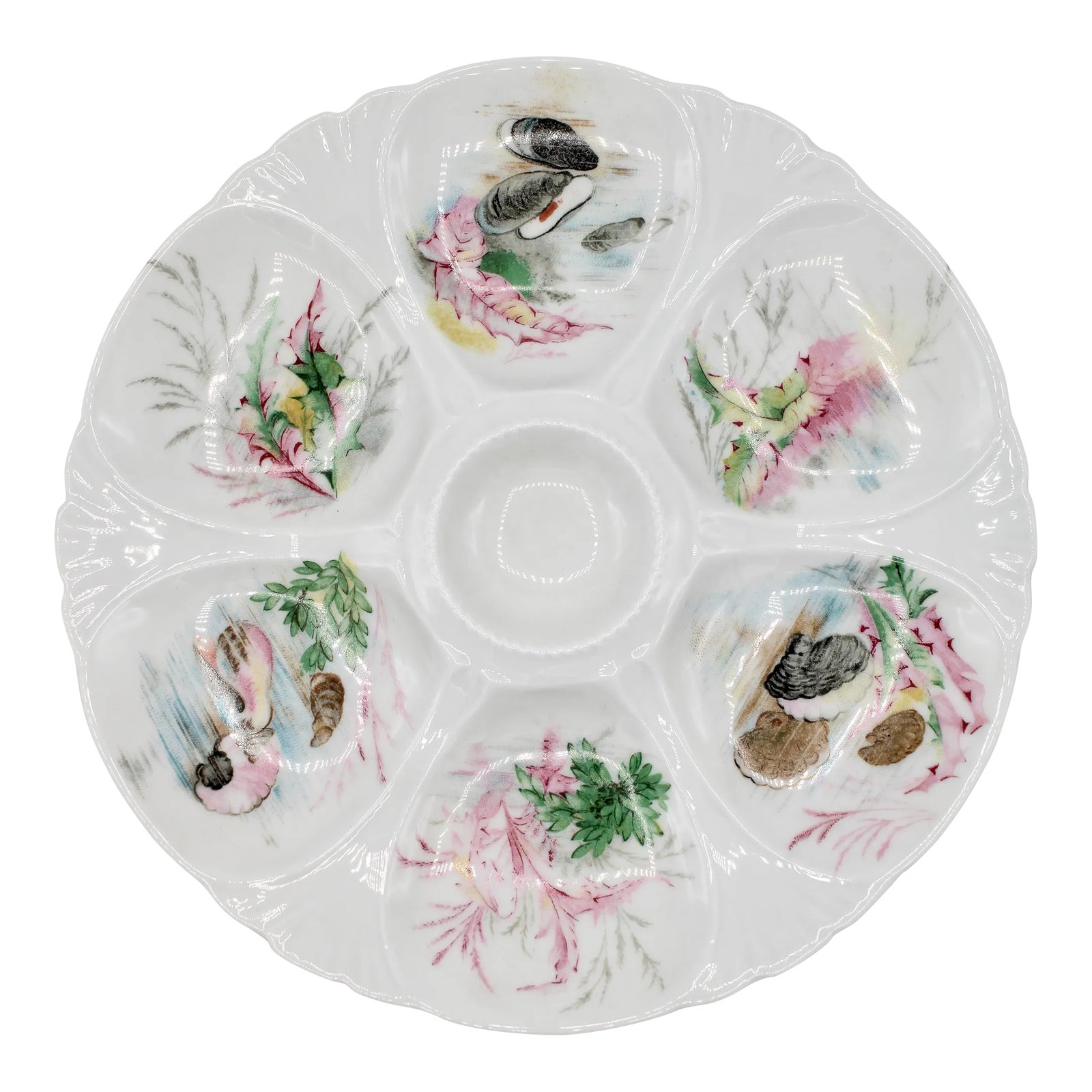 Mid Century French ‘Crustaces’ Crustaceans Ceramic Oyster Plate | Chairish