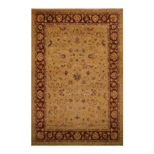 Shabby Chic Kafkaz Gold/Red Wool Rug -10'2 X 14'9 | Chairish