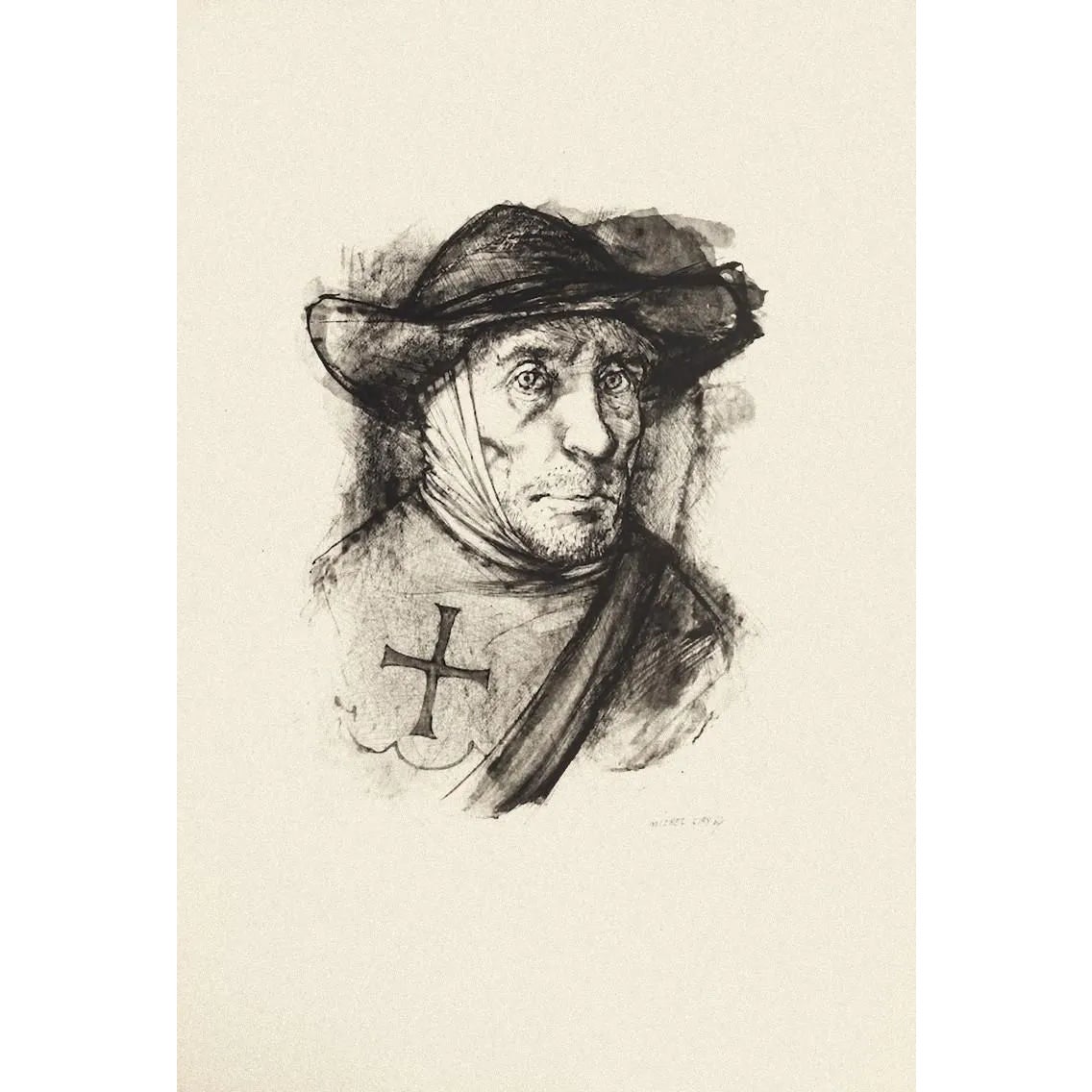Portrait of Man - Original Etching by Michel Ciry - 1964 1964 | Chairish