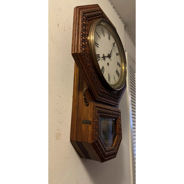 19th Century Ingraham Schoolhouse Style Wall Clock | Chairish