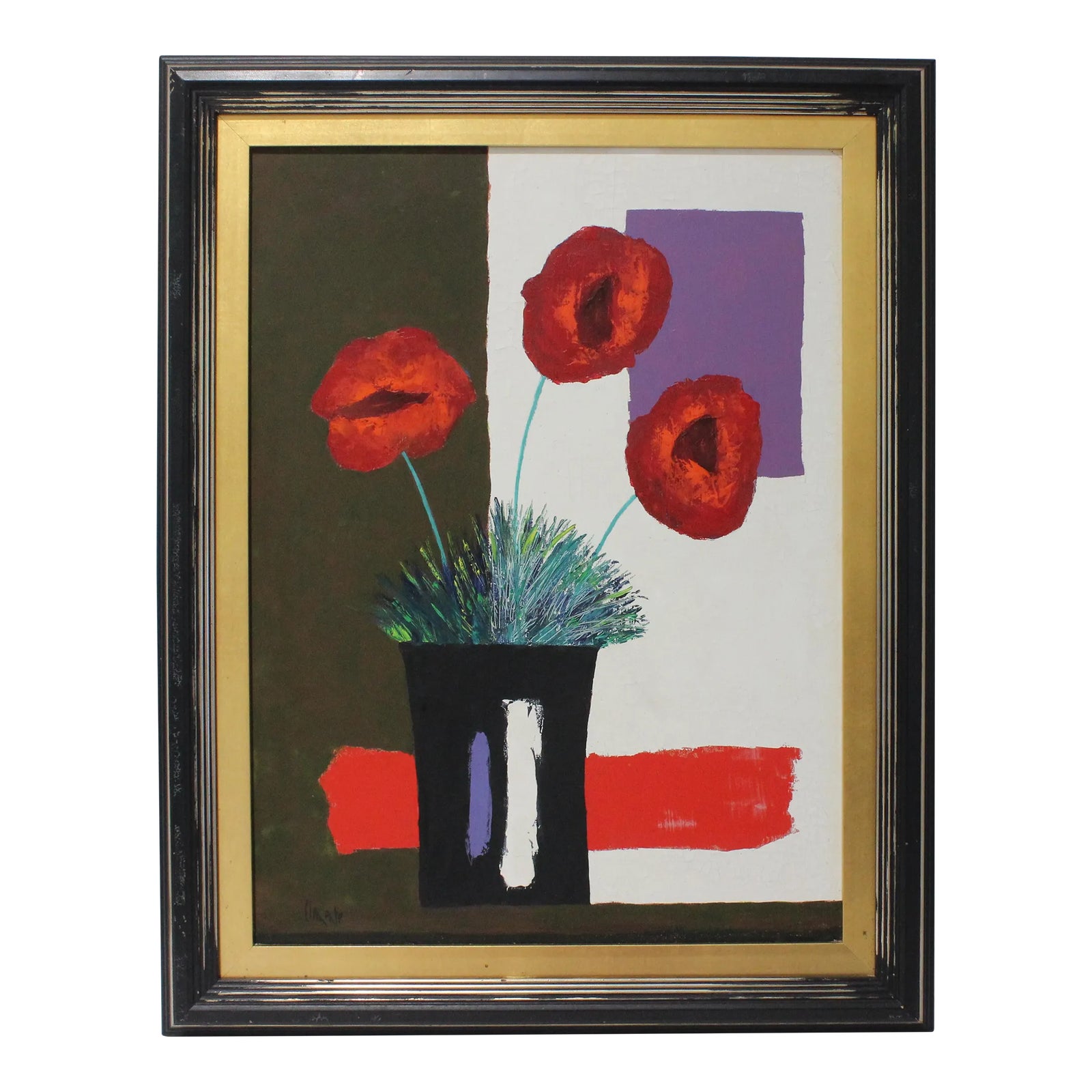 1997 Clemente Minum Oil Painting of Flowers “Why Not Say It With ...