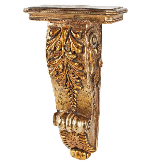 Large Gold Corbel Wall Shelf | Acanthus Leaf | Chairish