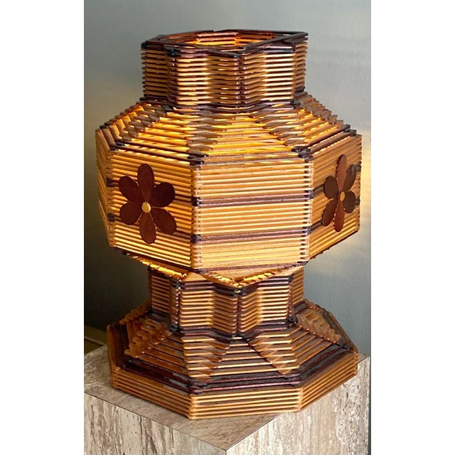 Folk Art Popsicle Stick Lamp | Chairish