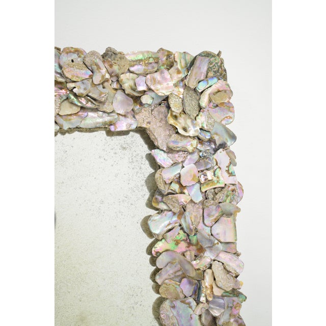 Large Tony Duquette Style Abalone Framed Mirror | Chairish