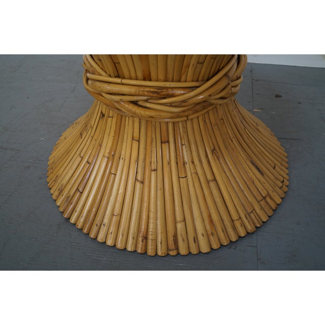 McGuire Sheaf of Wheat Bamboo Rattan Glass Table | Chairish