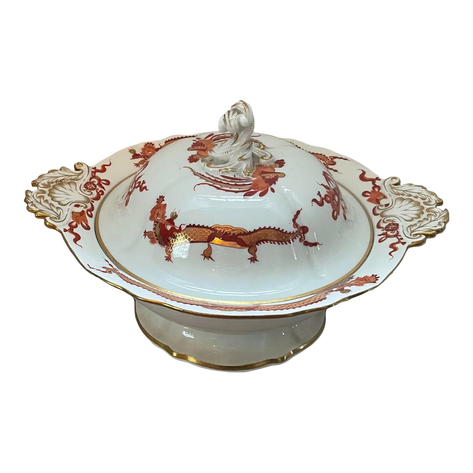 1920s Meissen Red Ming Dragon Tureen | Chairish