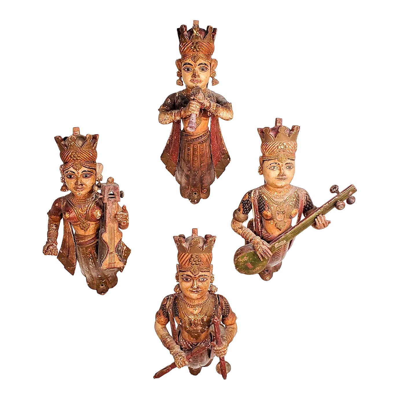 Set of 4 Celestial Musicians, India Circa 1890 | Chairish