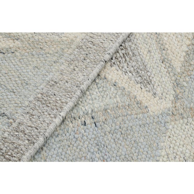 Rug & Kilim’s Scandinavian Style Rug in Blue With Gray-White Geometric ...