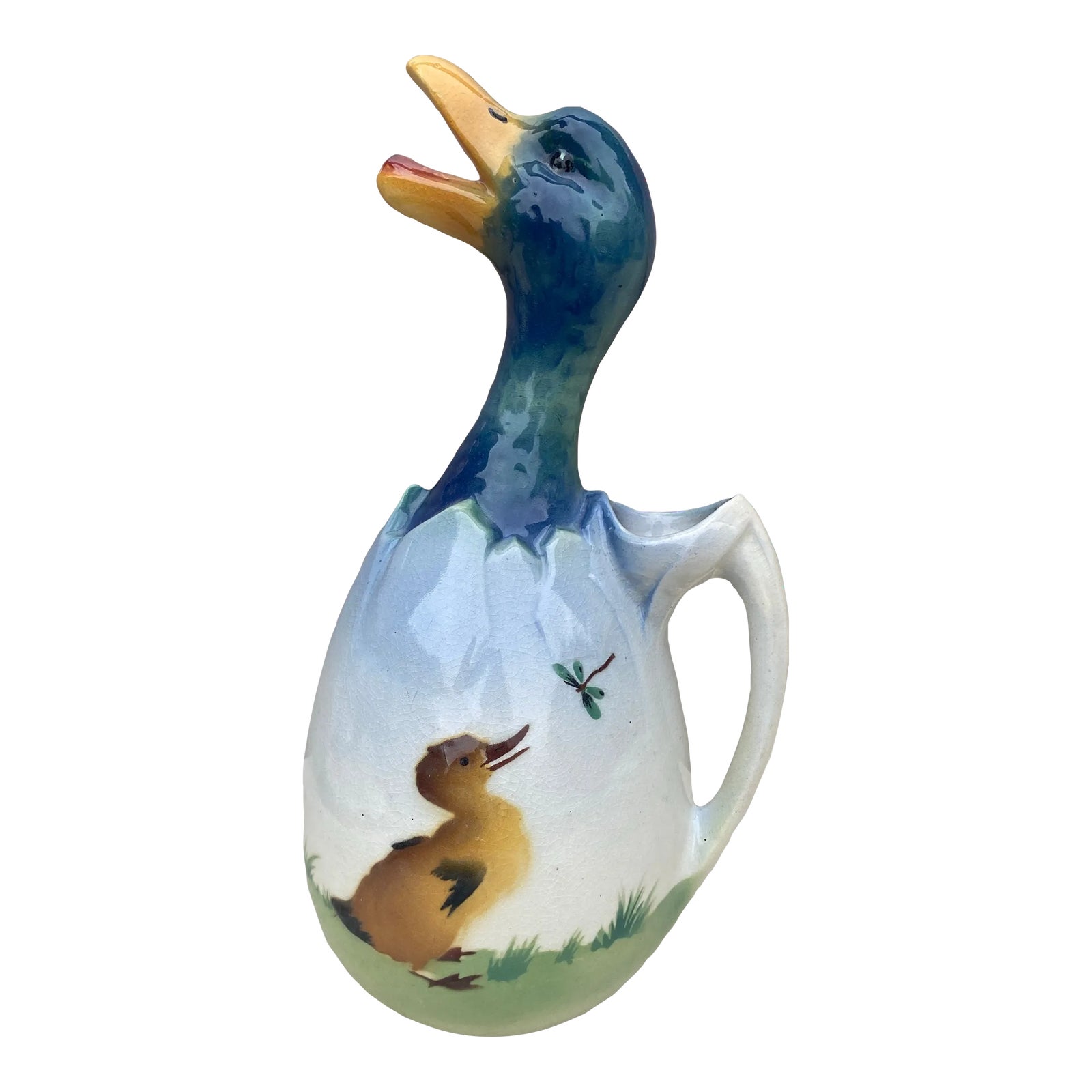 Majolica Duck Pitcher Keller & Guerin Saint Clement, Circa 1900 | Chairish