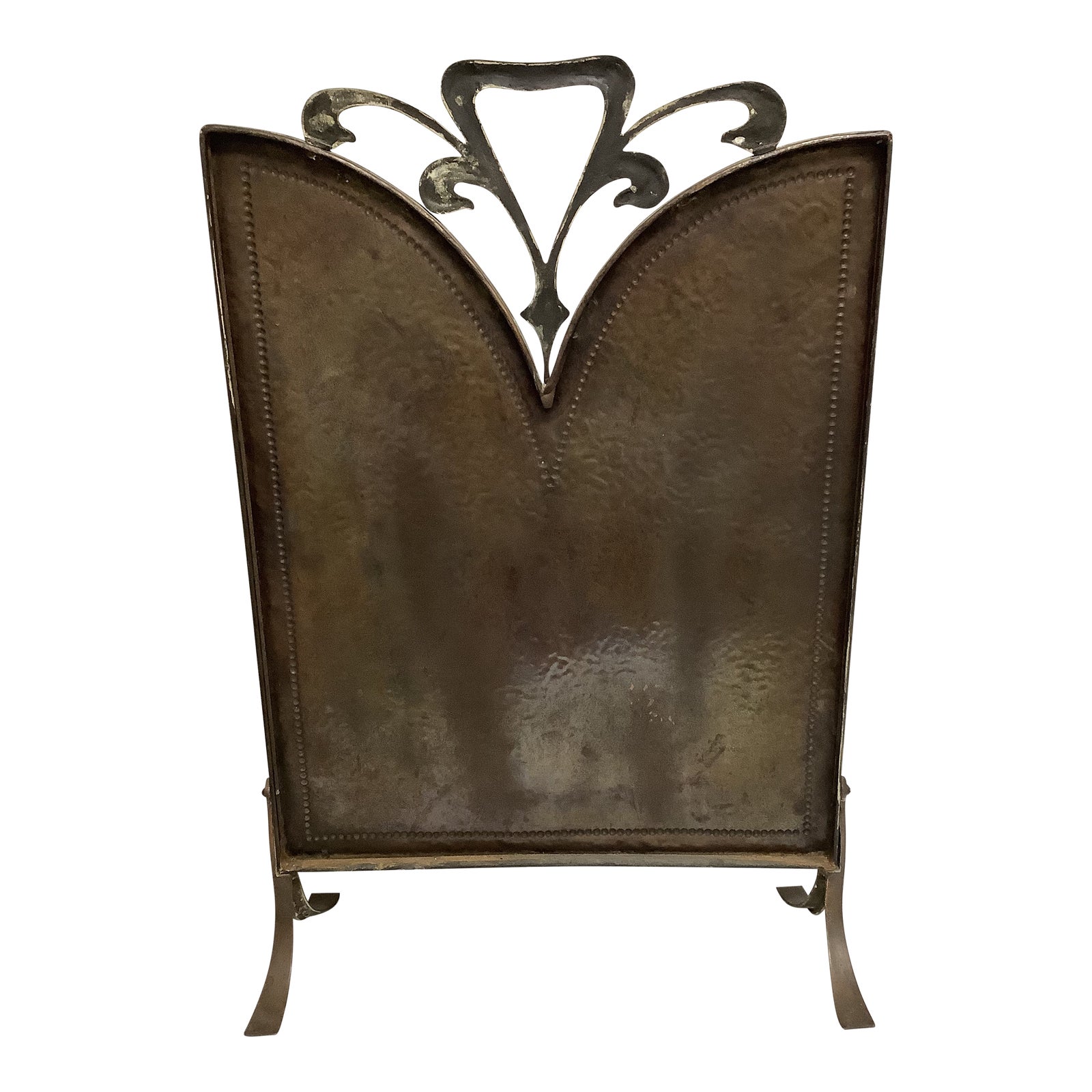 1890's Arts Nouveau Hammered Copper Fireplace Screen | Chairish