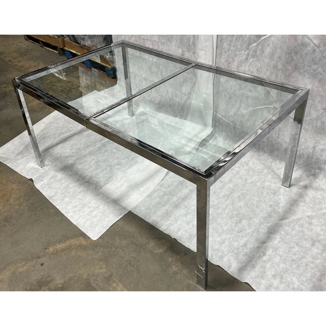 1970s Silver Frame Glass Dining Table | Chairish