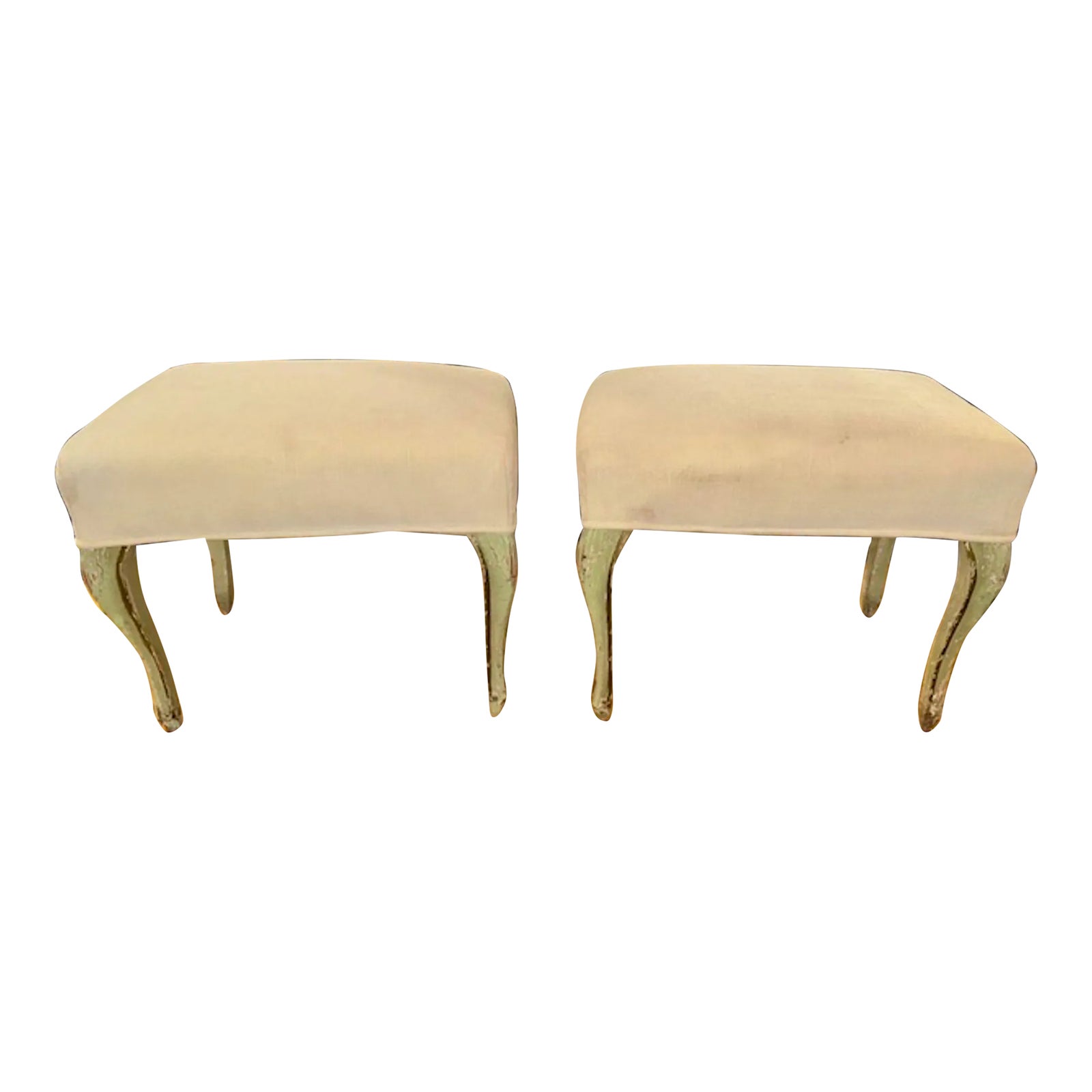 Pair of Italian Pale Green Stools | Chairish