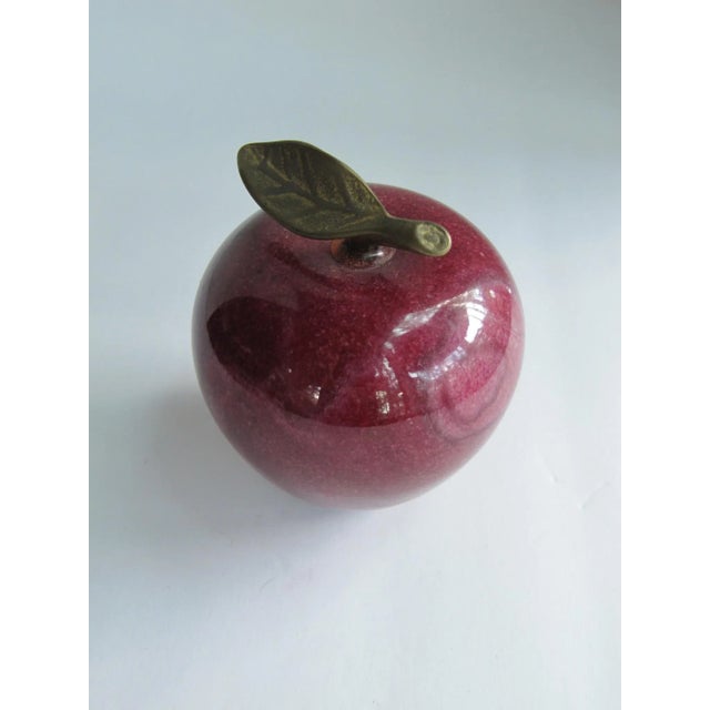 Vintage Alabaster Apple With Brass Stem | Chairish
