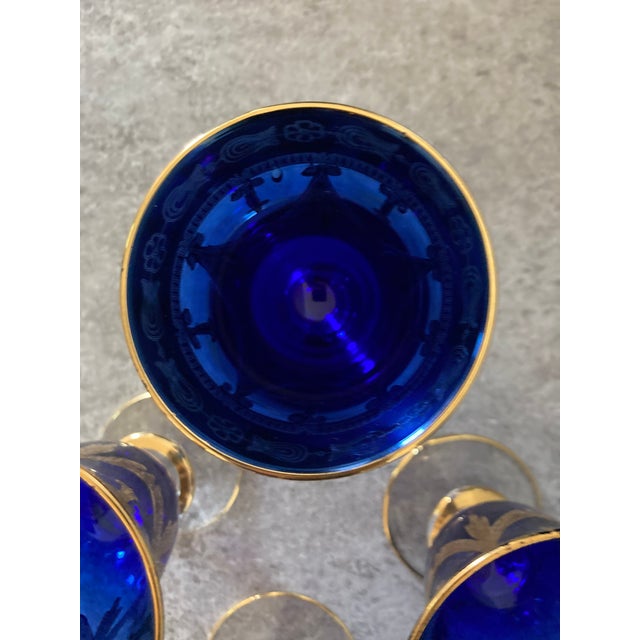 1940s Cristal T Murano Cobalt Blue 24k Gold Encrusted Wine or Cordial ...