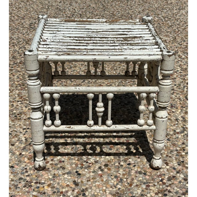 Antique Coastal Style Stick and Ball Stool | Chairish