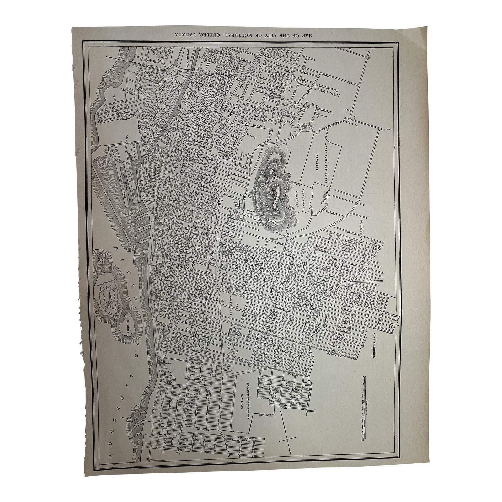 Antique 1920s Montreal Canada City Map | Chairish