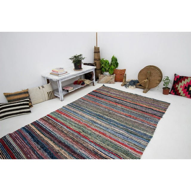 1960s Vintage Handwoven Colorful Rug- 5′2″ × 8′ | Chairish