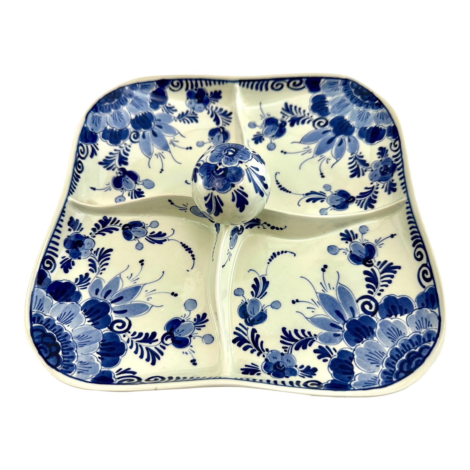 Vintage Delft From Regina 1930's Blue and White Divided Serving Tray ...