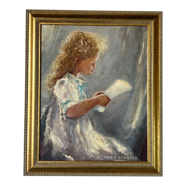 Marie Linnell Oil Portrait Painting of a Child | Chairish