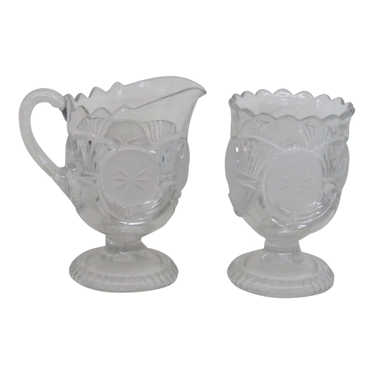 Eapg Glass Horn of Plenty Frosted Circle Footed Creamer and Sugar Bowl ...