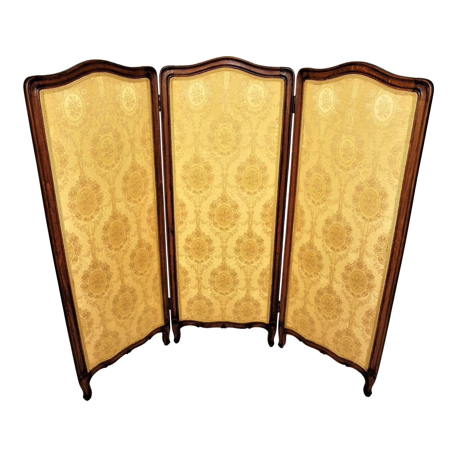 Antique French Three Panel Upholstered Two-Sided Screen | Chairish