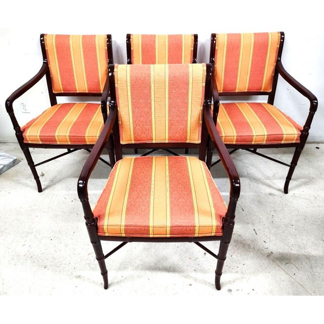 1970s Cabot Wrenn Regency Faux Bamboo Dining Chairs - Set of 4 | Chairish