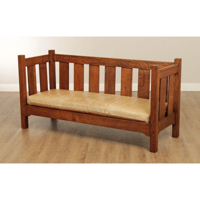 Arts & Crafts Antique Mission Oak Settle Sofa | Chairish