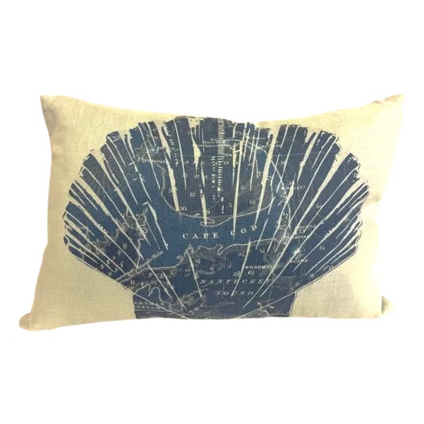 Cape Cod Nautilus Shell Map Linen Lumbar Pillow | Chairish