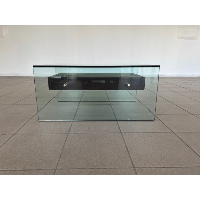 Roche Bobois "Indo" Tempered Glass and Wood End Coffee Table by René ...