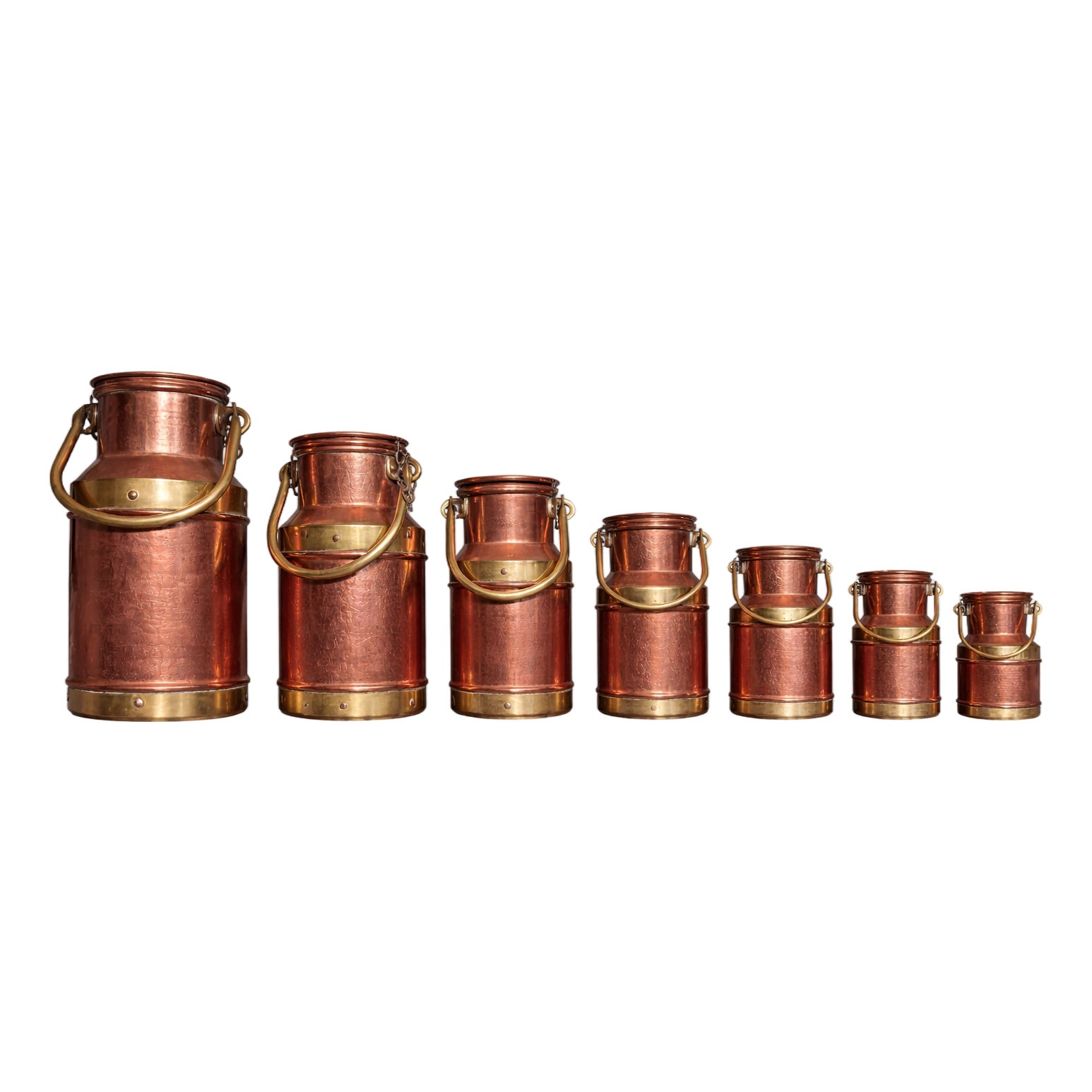 Vintage French Copper Milk Cans by Jean-Paul Thévenot, 1990s, Set of 7 ...