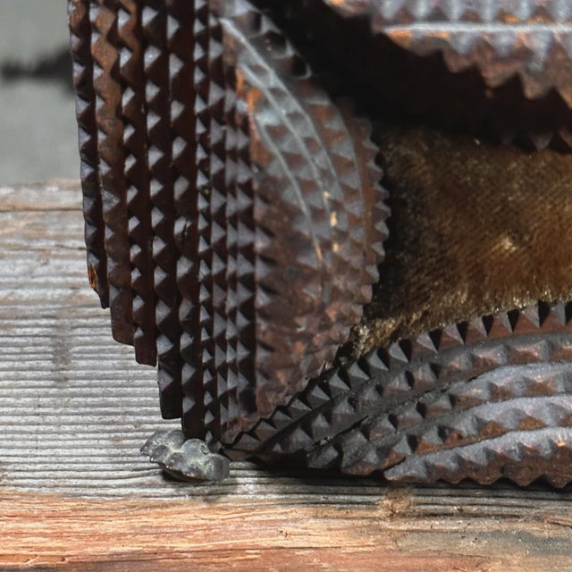 Rare 19th C. Chip Carved Tramp Art Box With Draped Detailing/Folk Art ...
