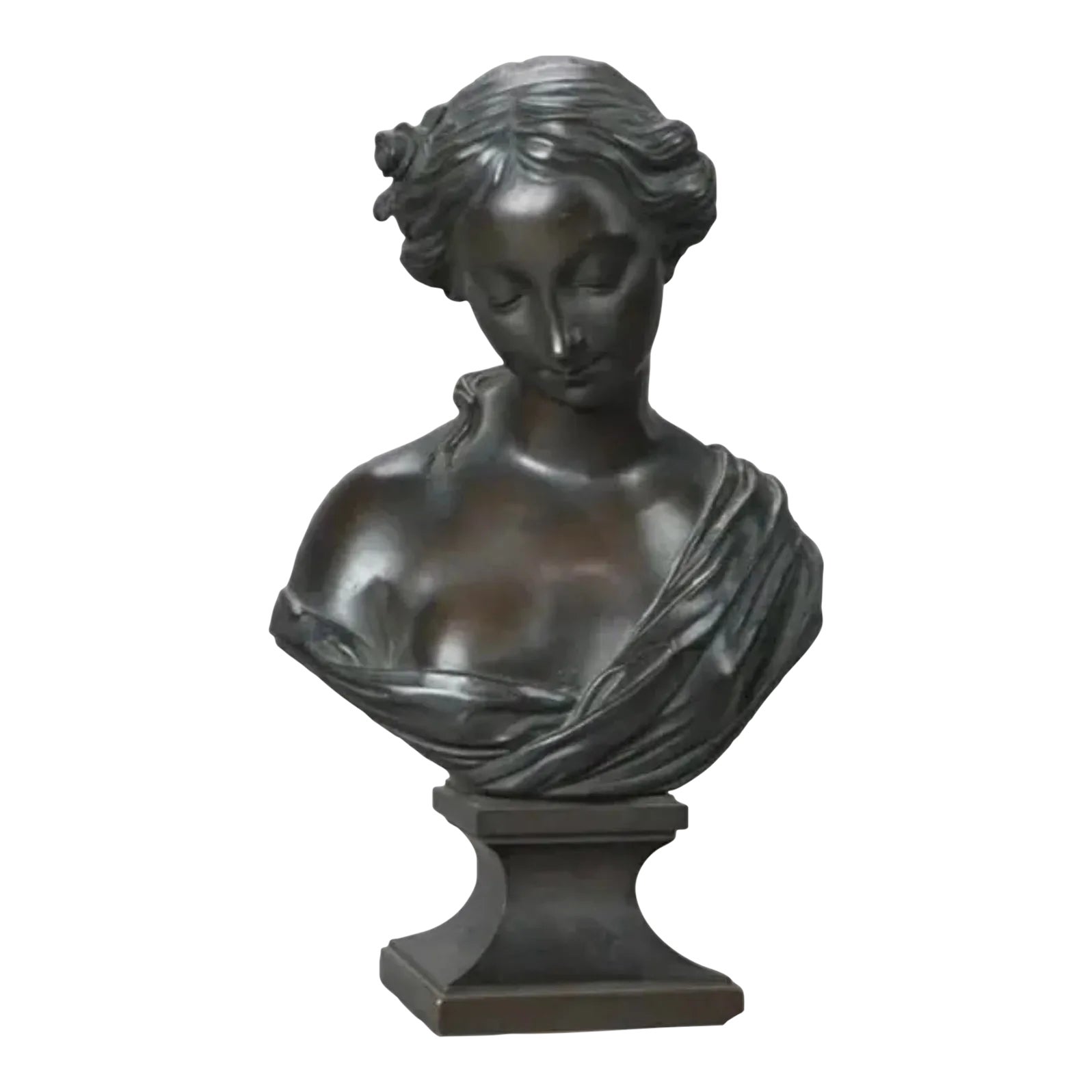 Antique Classical Victorian 12" Bronze Sculpture Bust Statue of a Young ...