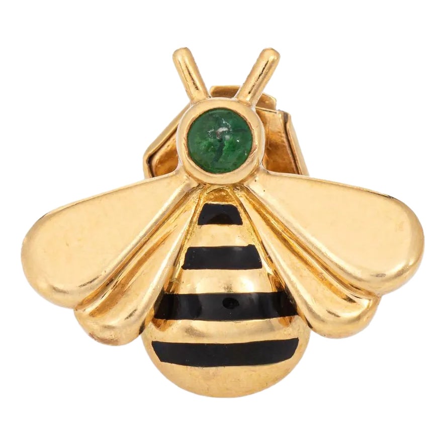 C1990 Cartier Bee Pin Emerald Brooch Vintage 18k Yellow Gold Signed ...