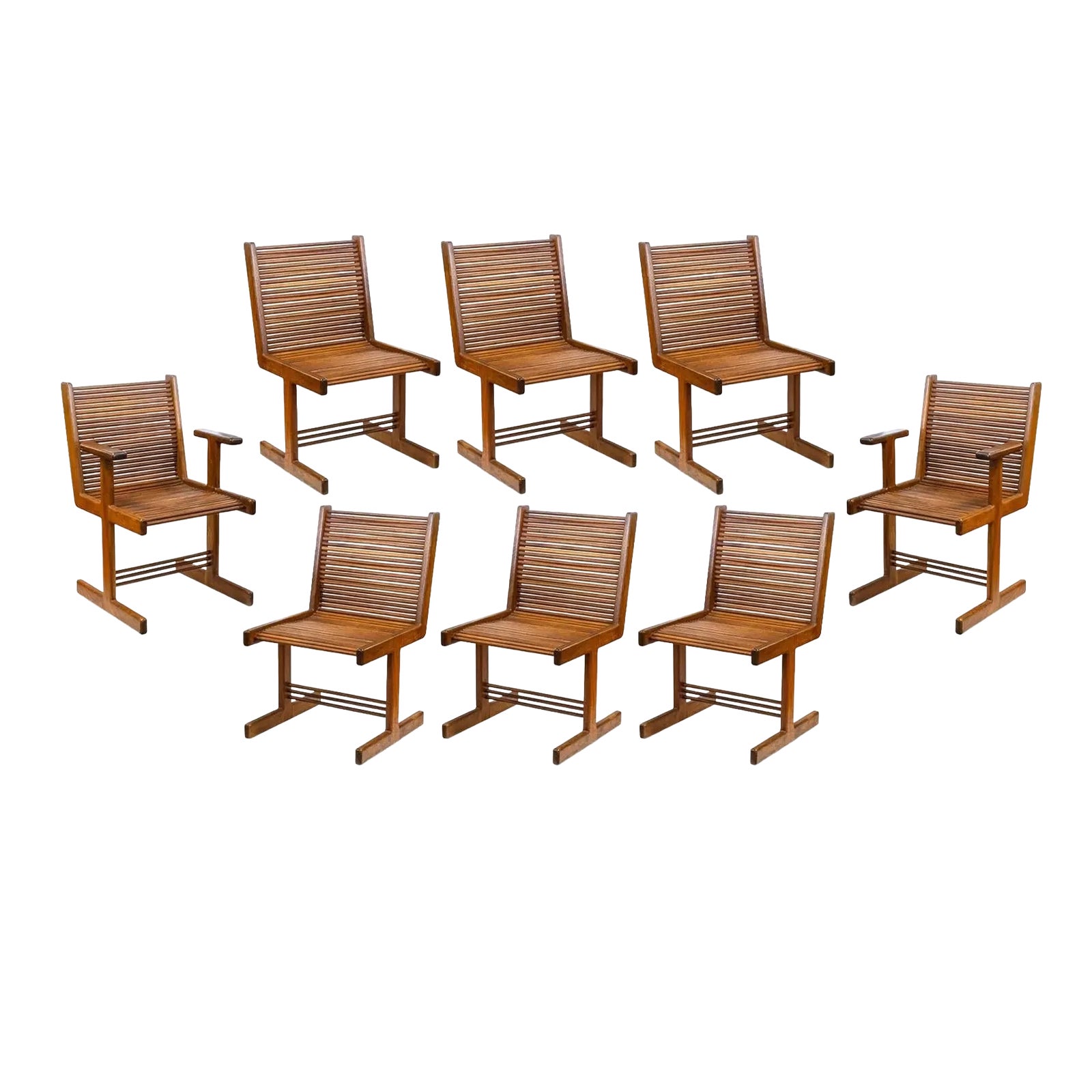 Stephen Hynson Mission Spindle Oak Wood Dining Chairs 2 Arm and 6 Side ...