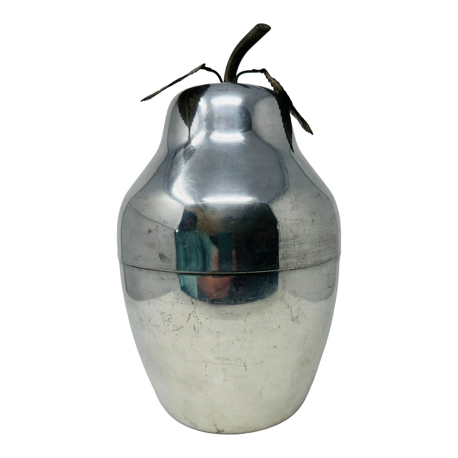 Vintage Italian Stainless Steel Pear Shaped Ice Bucket With Leaf Handle ...