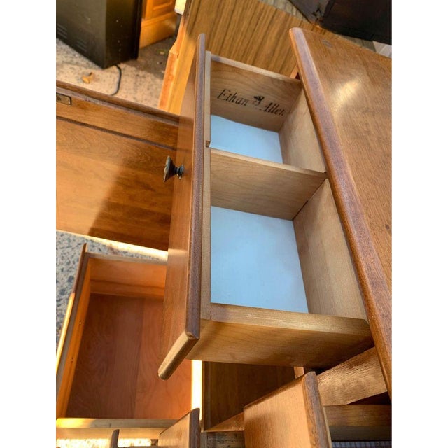 1960 Ethan Allen Heirloom Nutmeg Maple Colonial Style Triple Dresser ...