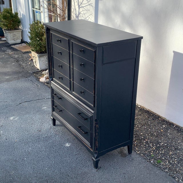 1970s Vintage Highboy Dresser in Black | Chairish