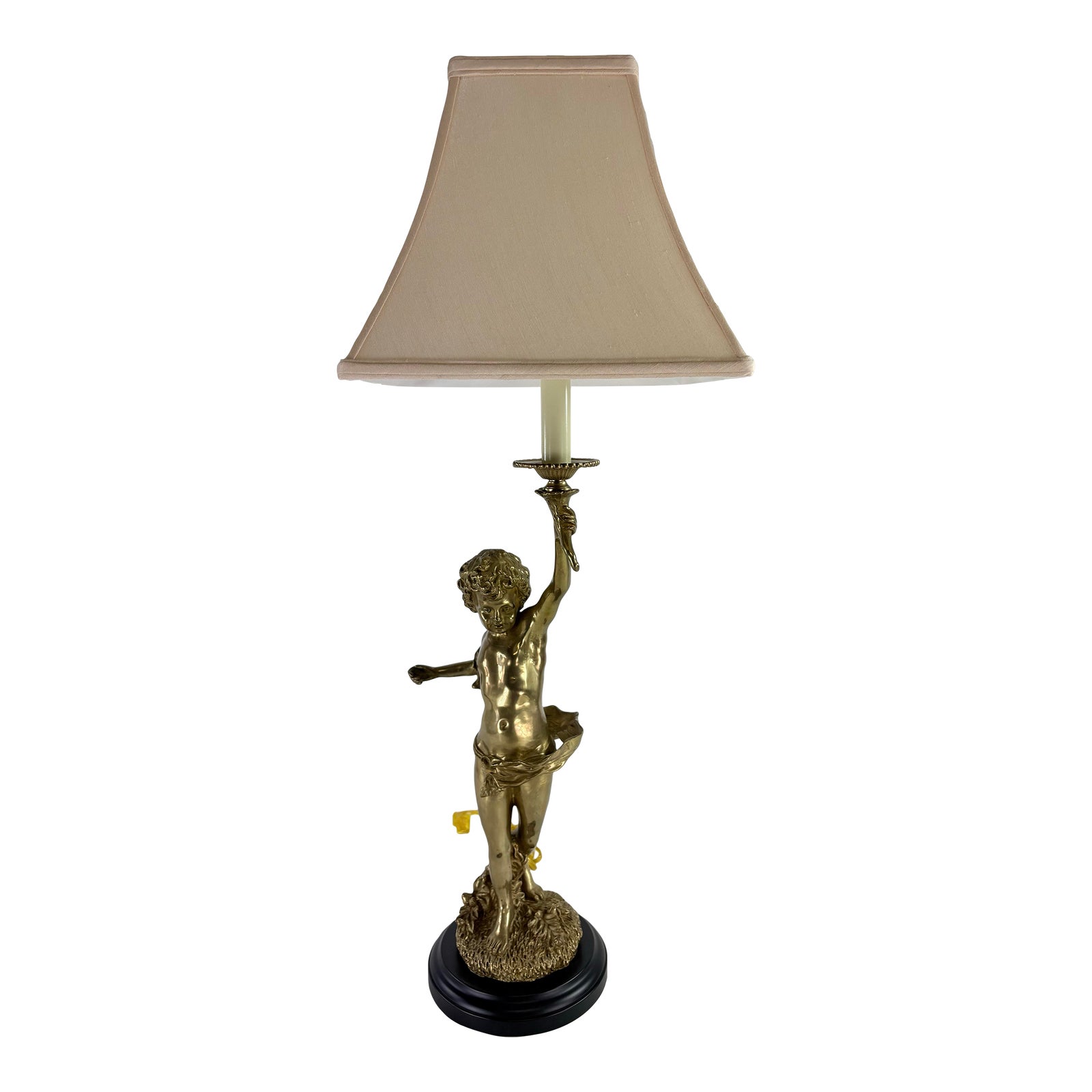 French Rococo Style Solid Brass Figurative Lamp | Chairish