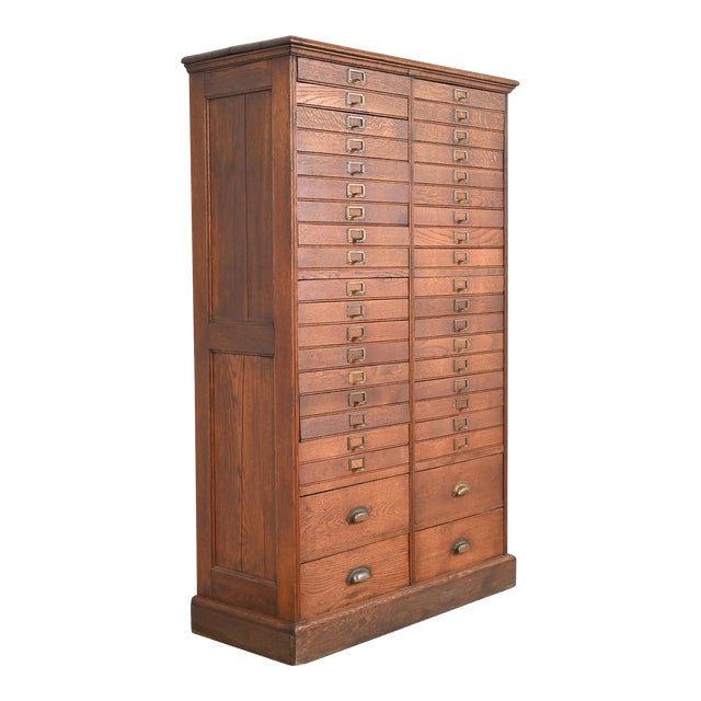 Antique Arts & Crafts Oak 40-Drawer File Cabinet or Chest of Drawers ...