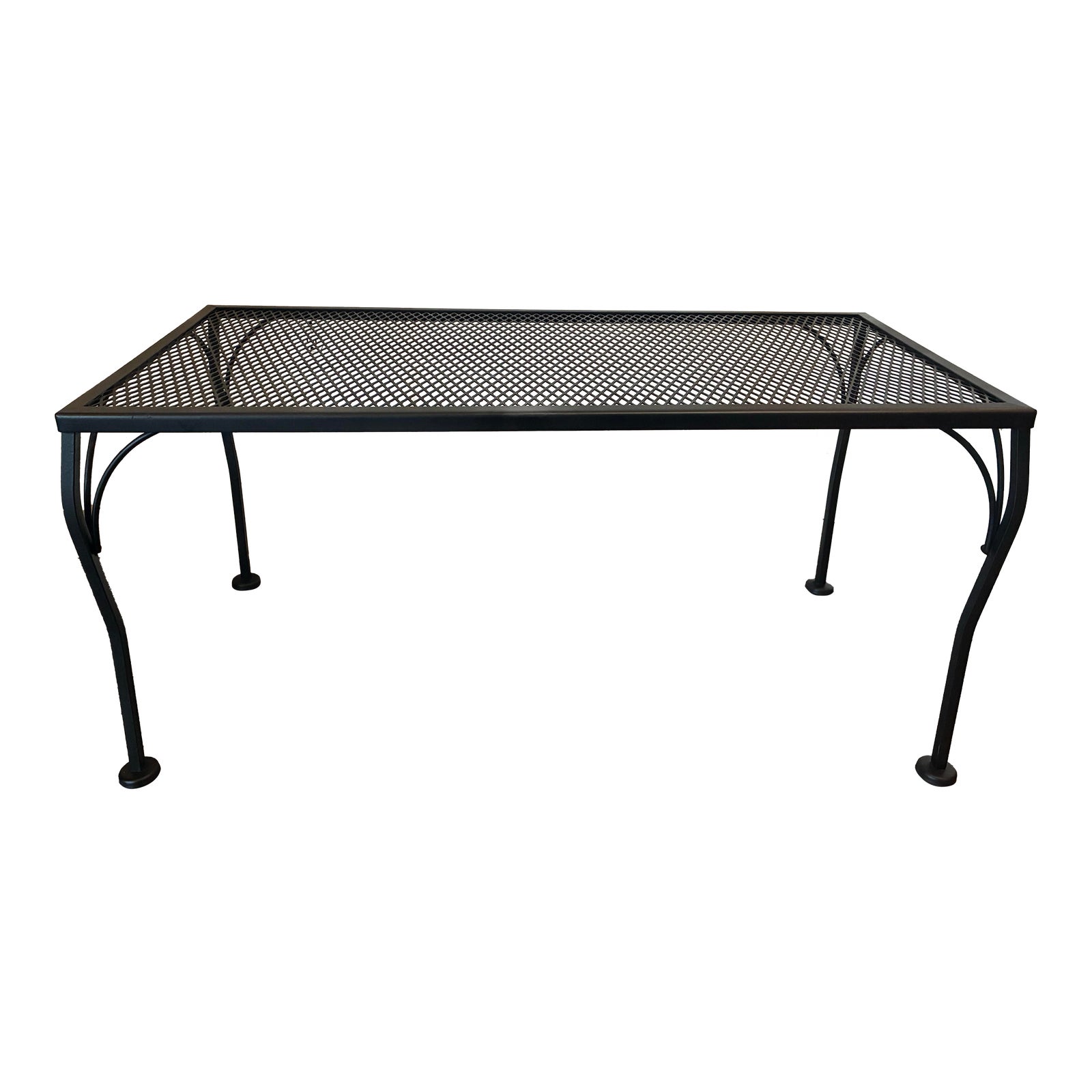 1960s Mid-Century Wrought Iron Mesh Rectangle Outdoor Coffee Table ...