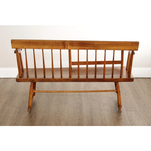 Antique American Pine Nanny Bench Cradle Rocker | Chairish