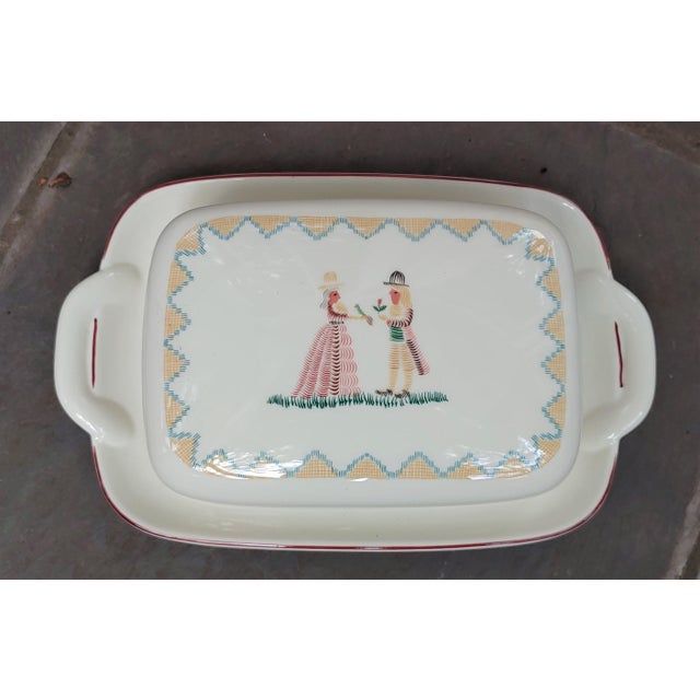 1980s Villeroy & Boch American Sampler Covered Butter Dish | Chairish