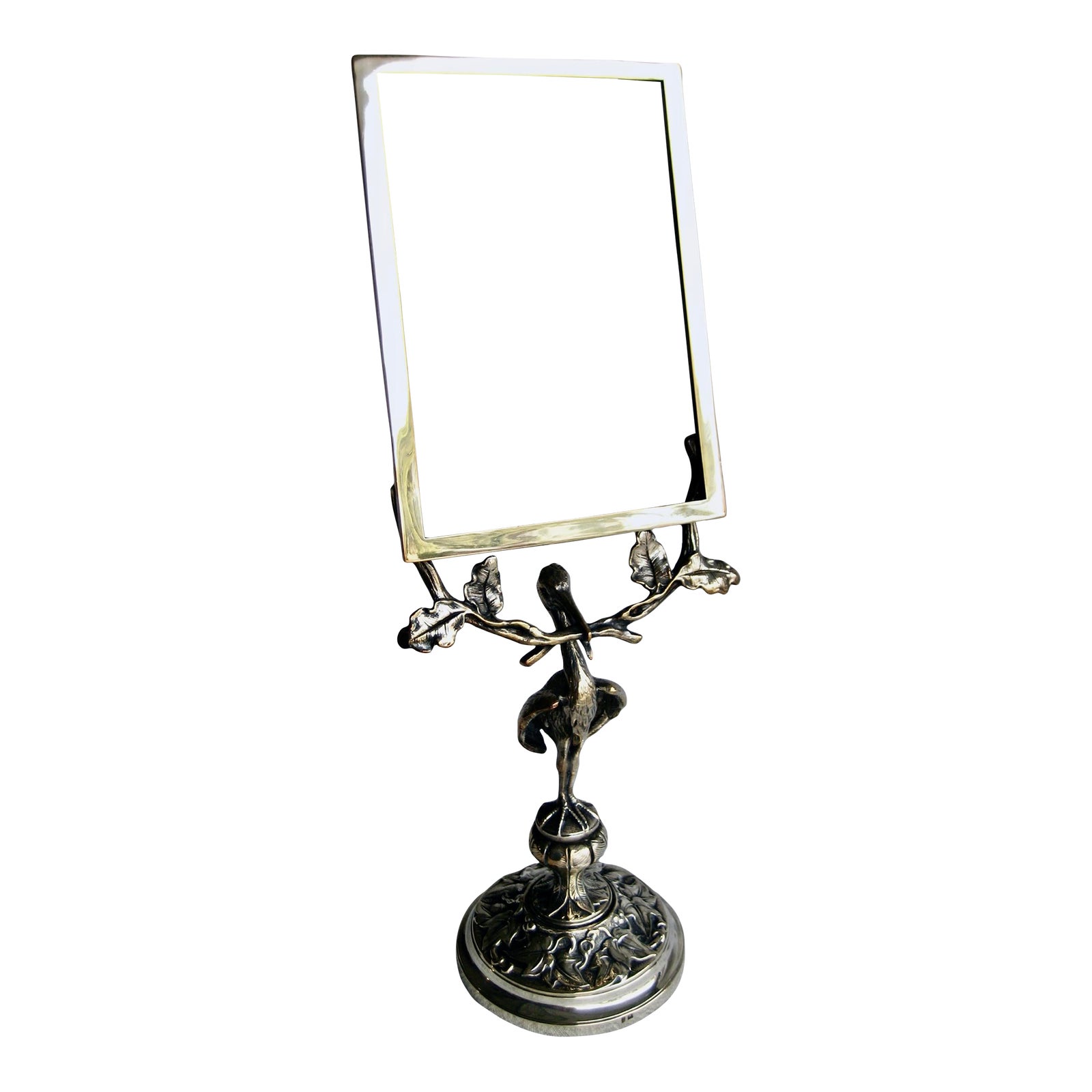 Late 19th Century Silver Plate Footed Stork Picture Frame or Menu Older ...