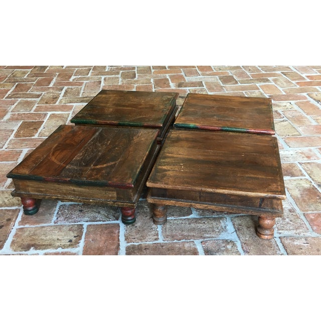 Mid 20th Century Red and Green Accent Wooden Stacking Tables - Set of 4 ...