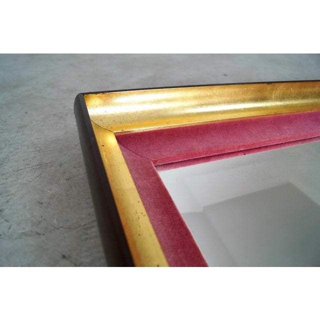 1940’s Art Deco Hollywood Regency Pink Velvet Mirror | Chairish
