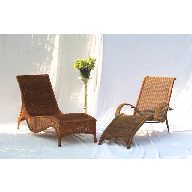 Mid-Century Wicker Lounge Chaise | Chairish